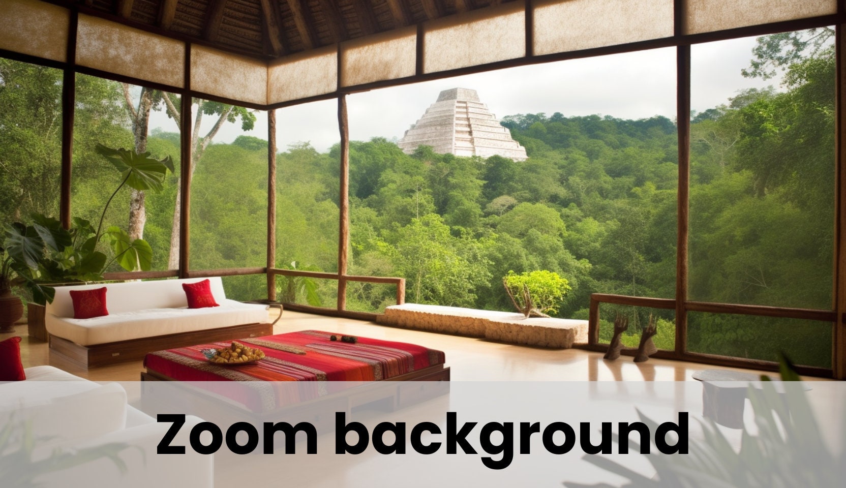 Zoom Virtual Background, Backdrop, Mayan Jungle Living Room, Mexican ...