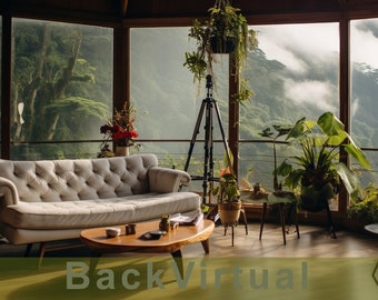 Zoom Virtual Background, Treehouse Office Modern Morning Treetops Above ...