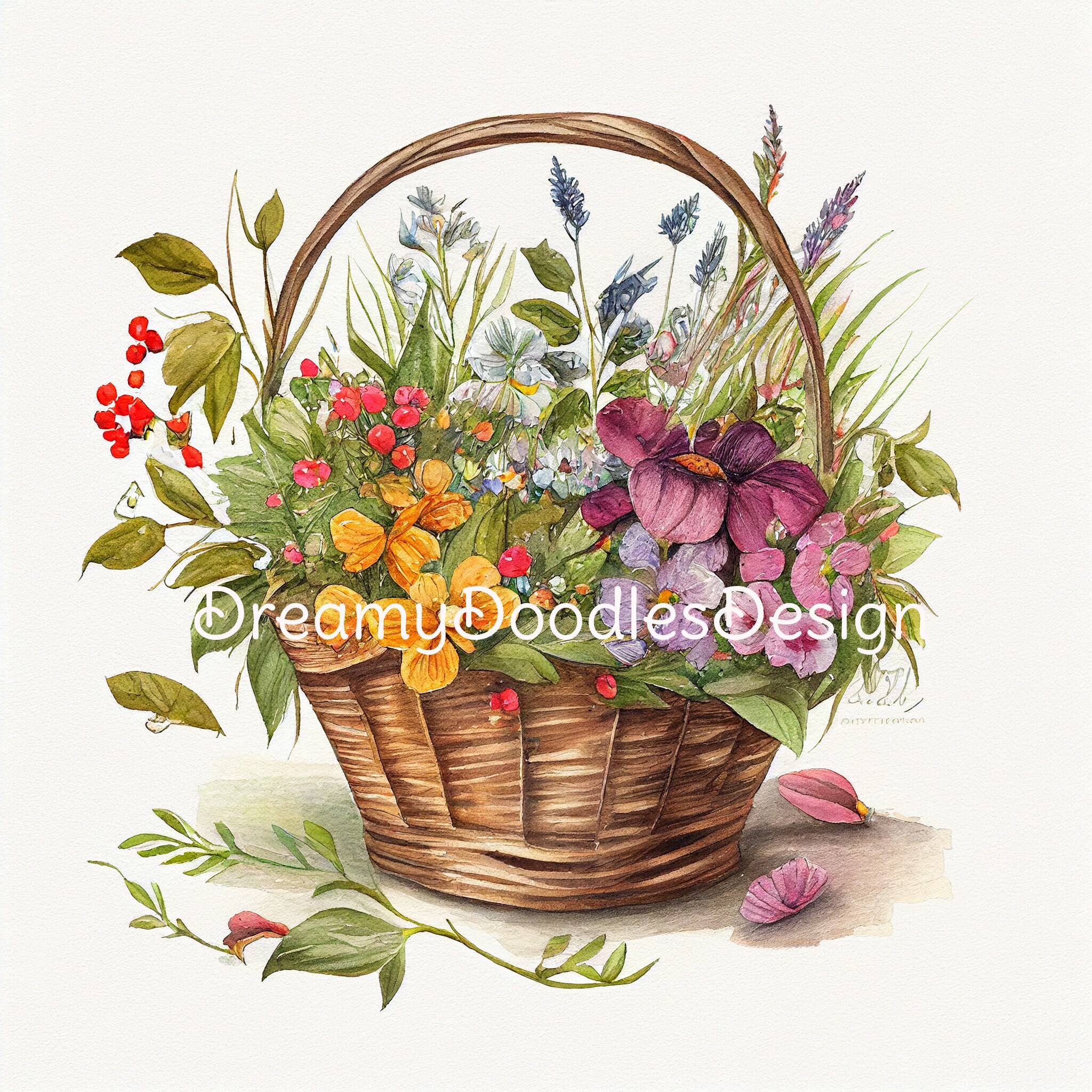 Spring Flowers in a Basket - Etsy