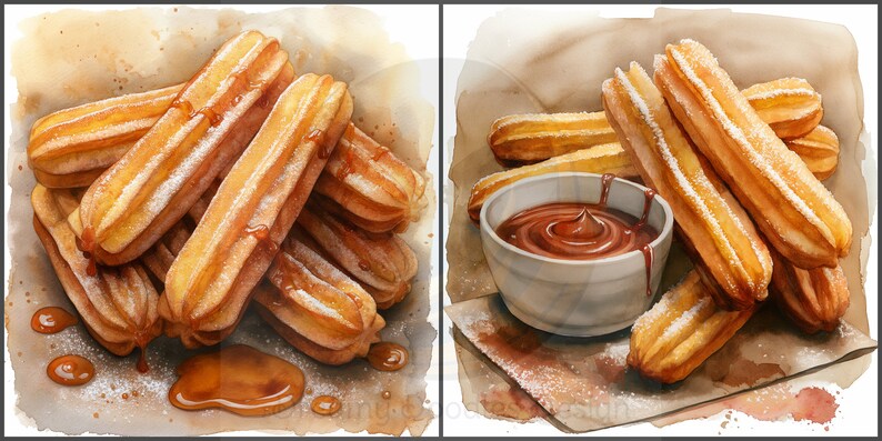 Watercolor Churros Clipart - Etsy