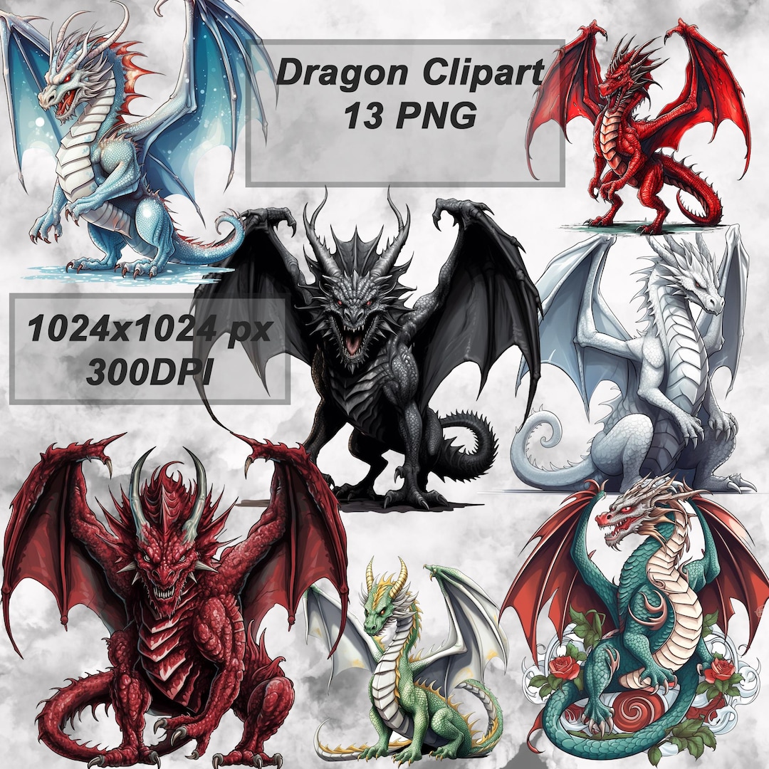 Dragon Clipart - Etsy