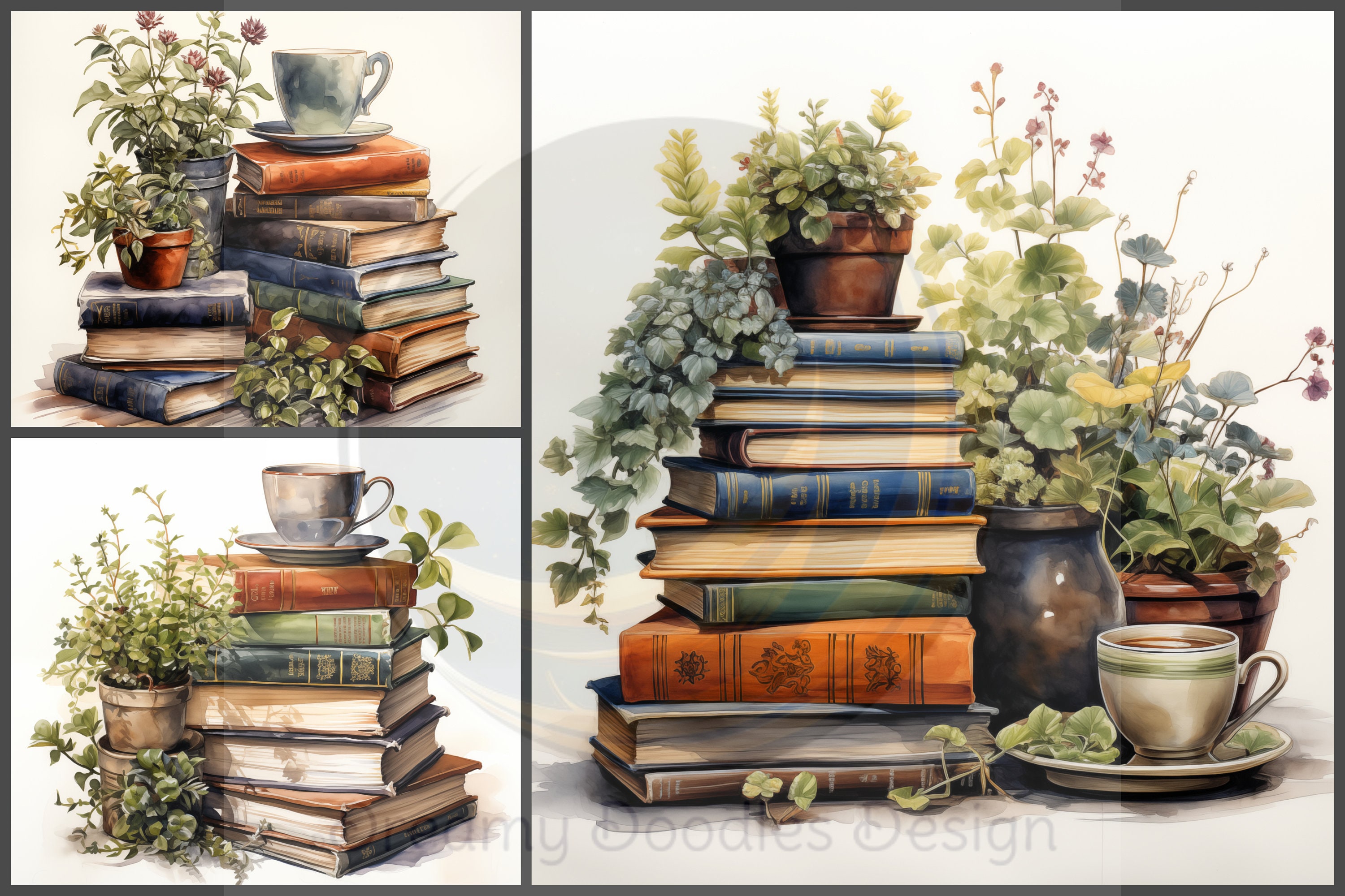 Book and Plants Clipart - Etsy