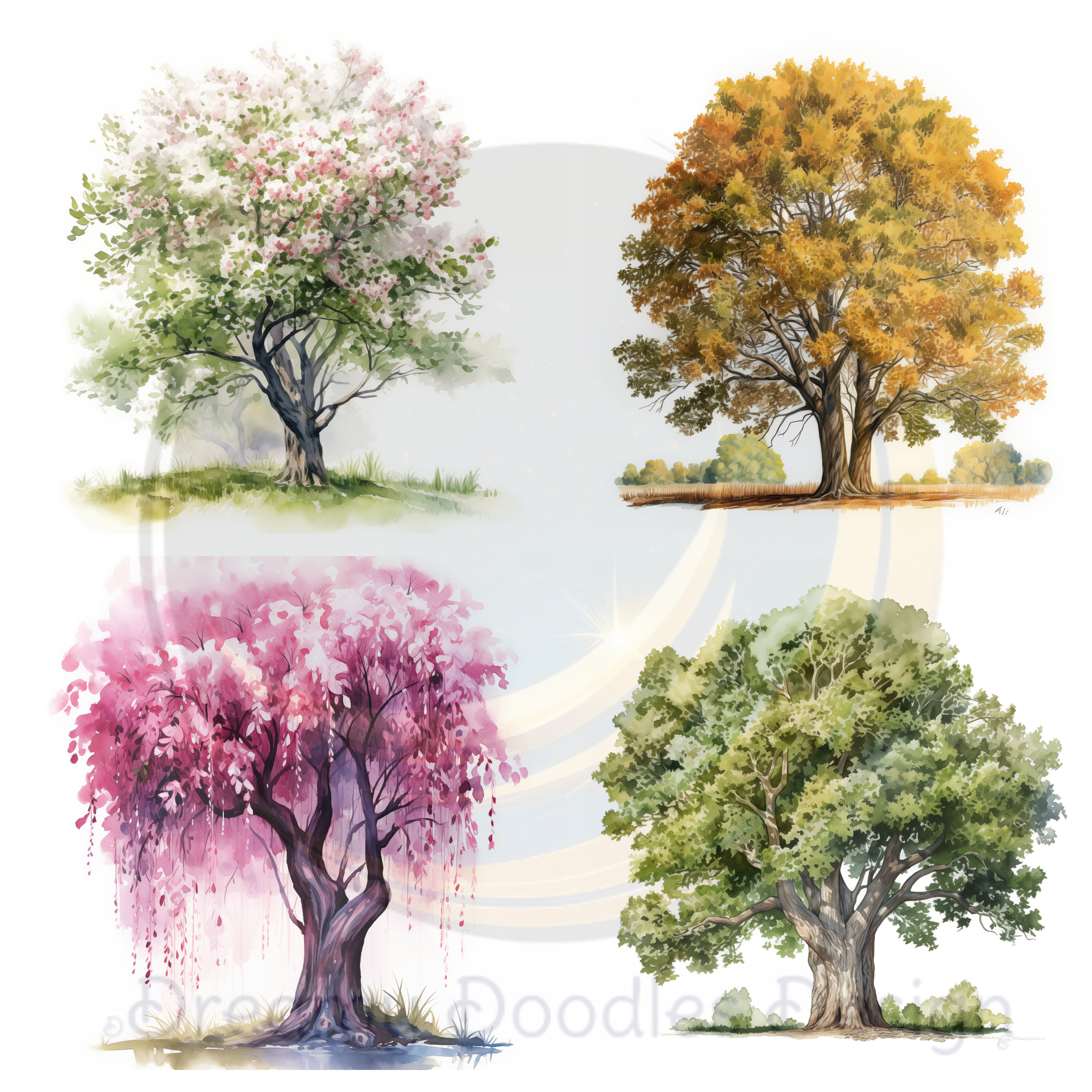 Watercolor Tree Clipart - Etsy