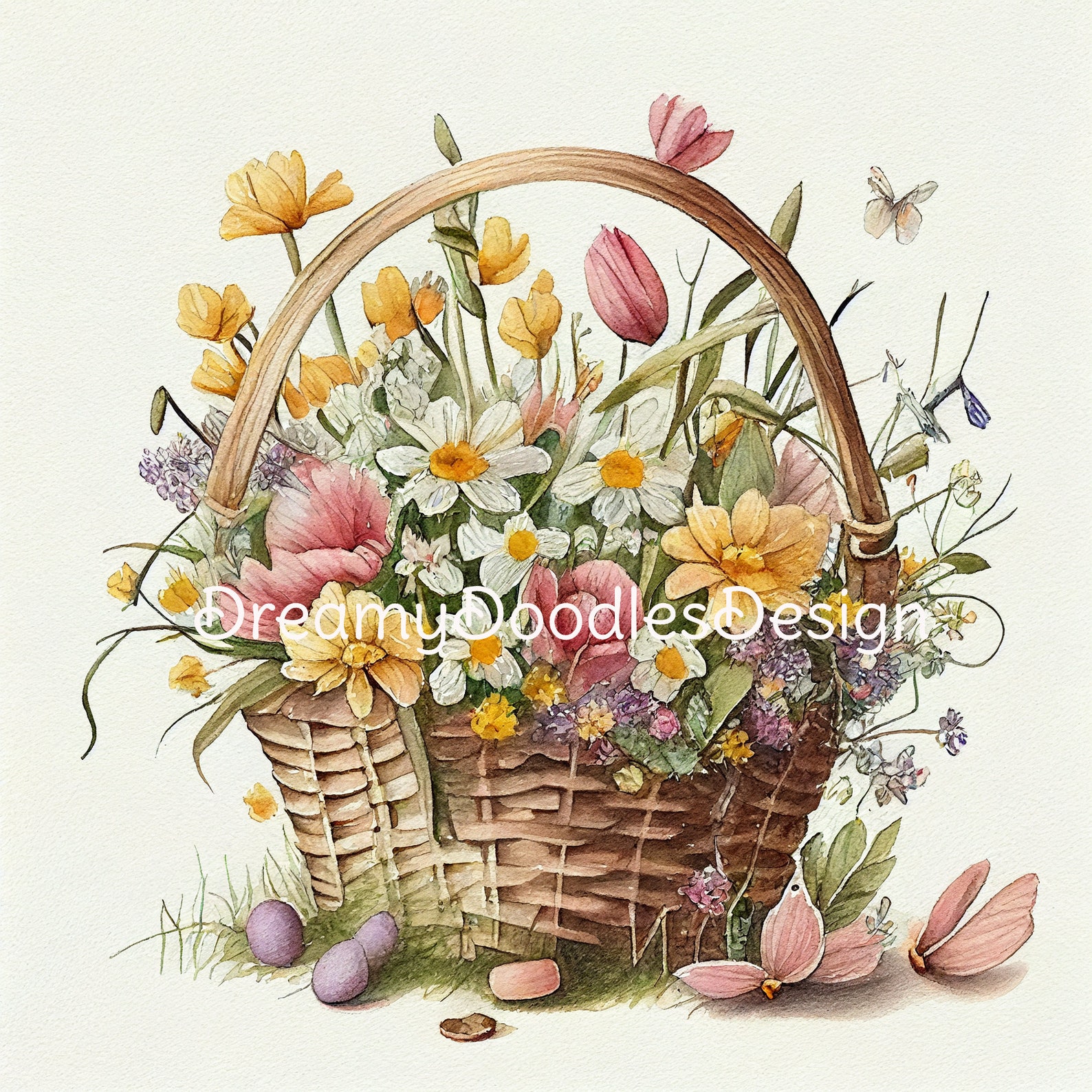 Spring Flowers in a Basket - Etsy