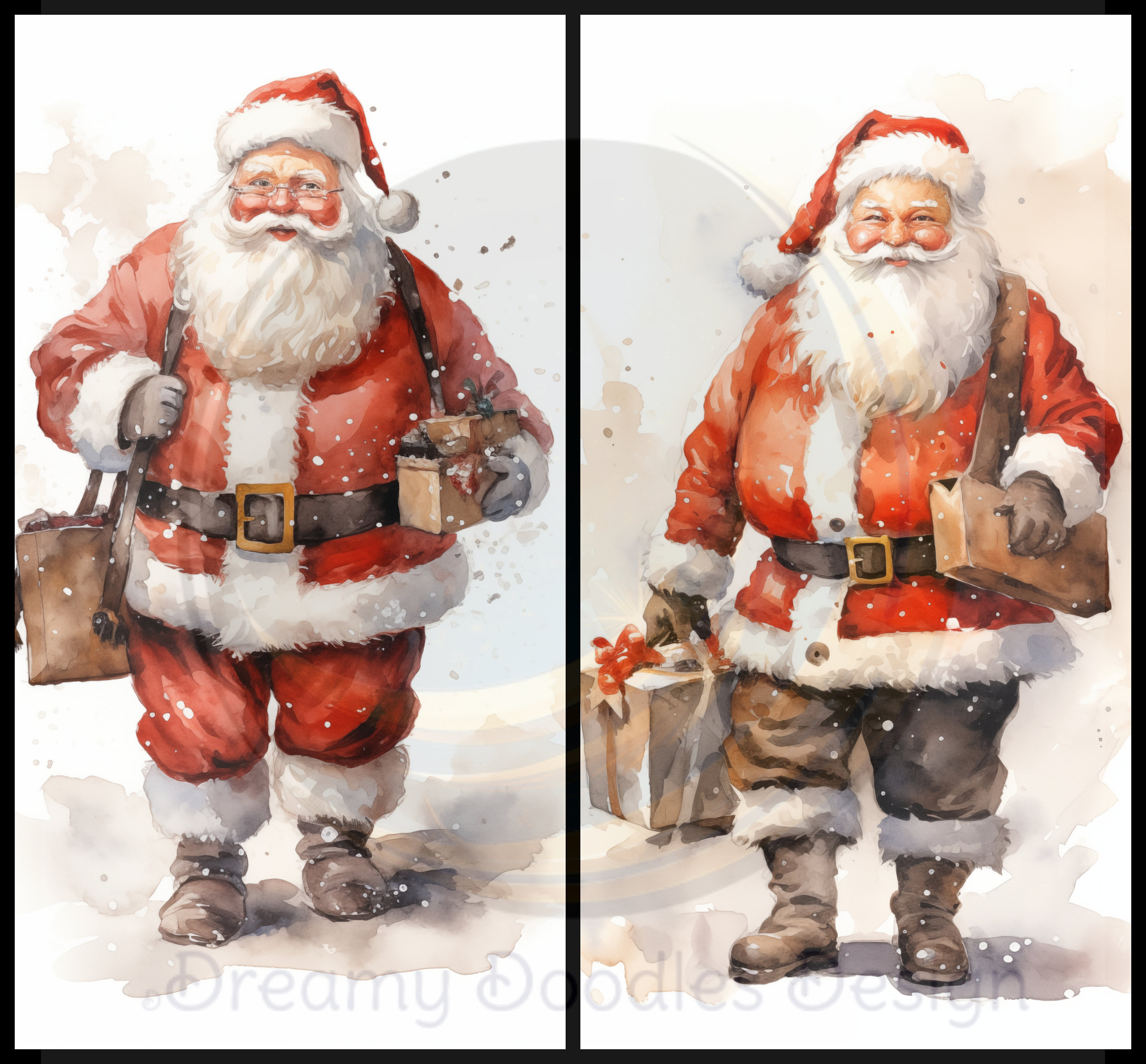 Watercolor Santa Claus Clipart - Etsy
