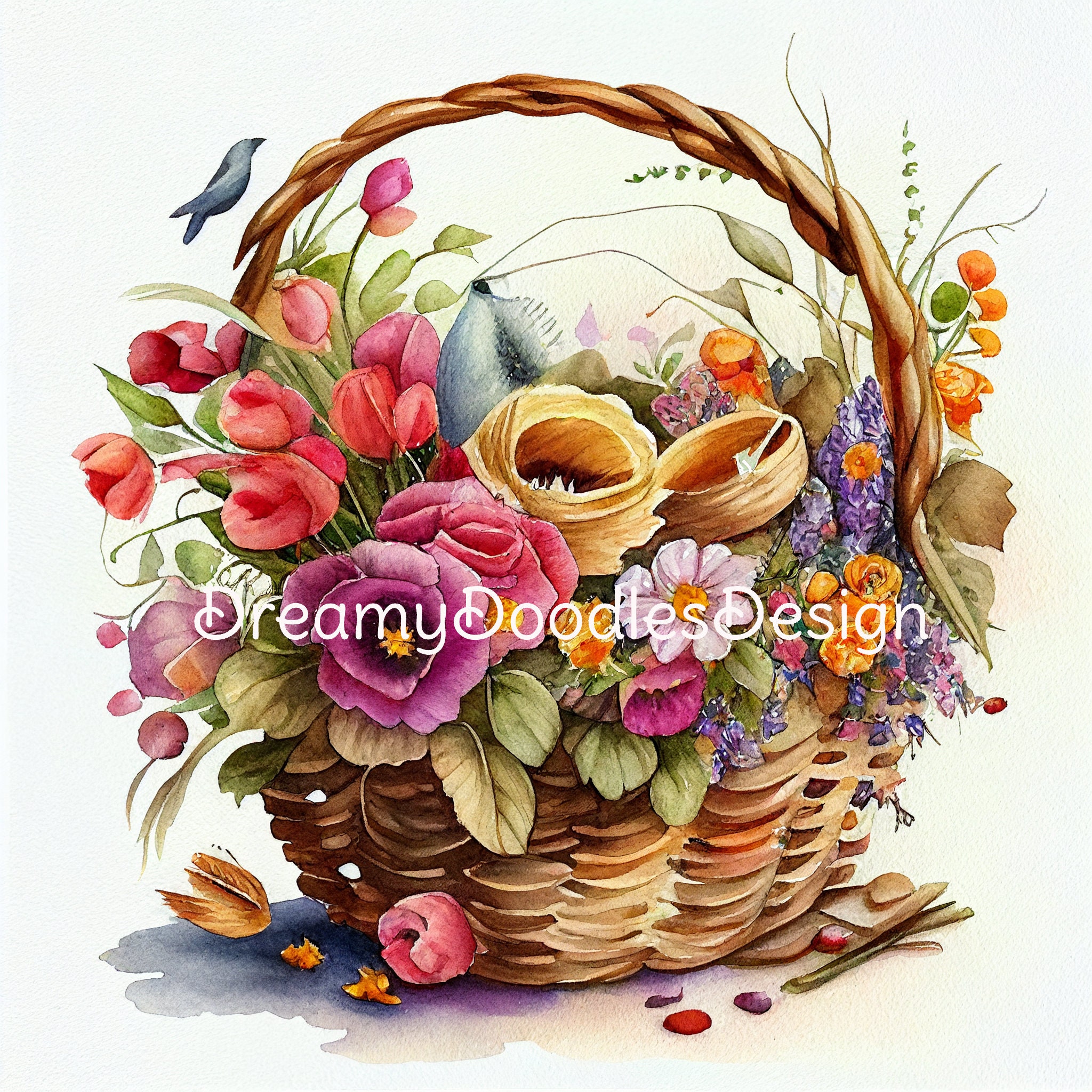 Spring Flowers in a Basket - Etsy