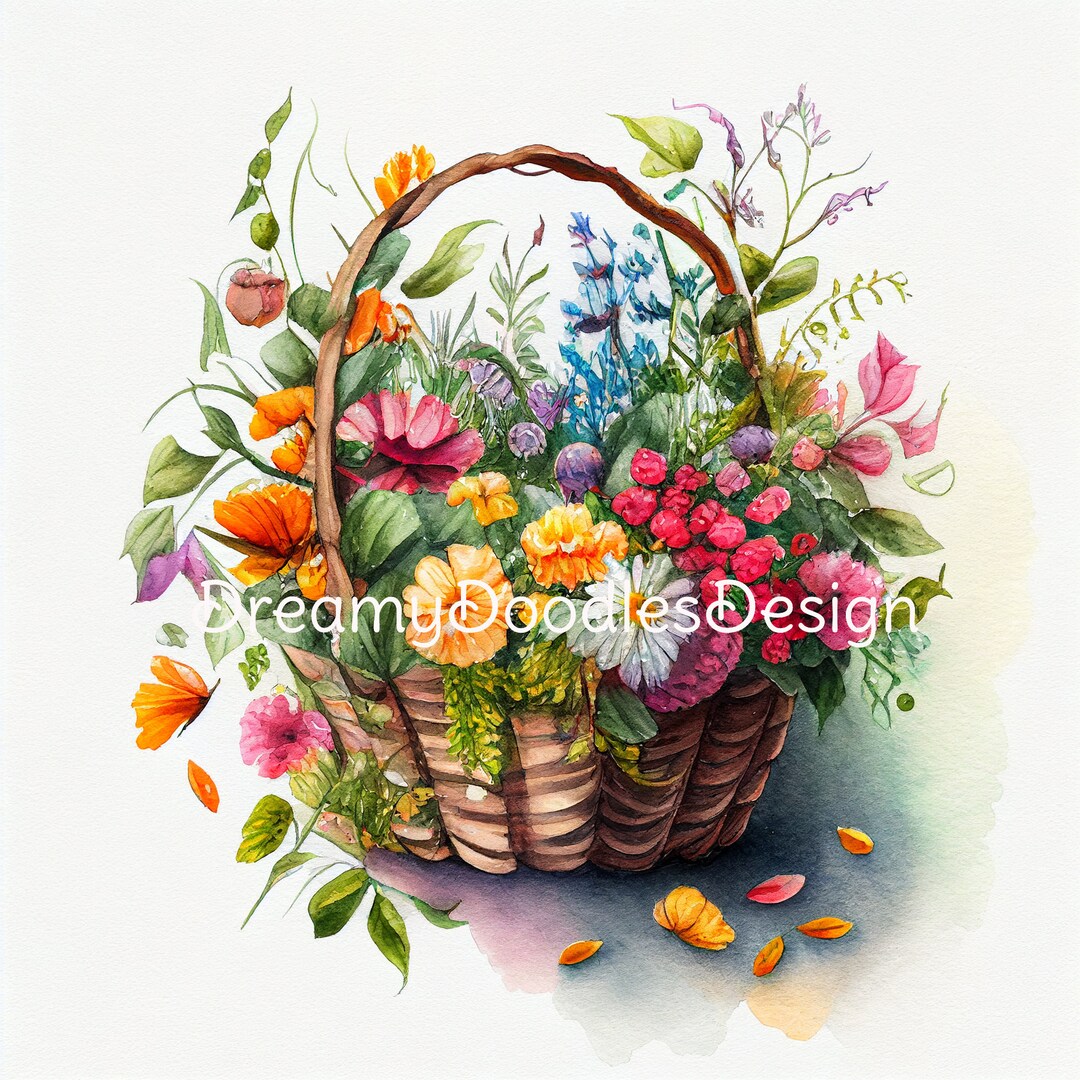 Spring Flowers in a Basket - Etsy