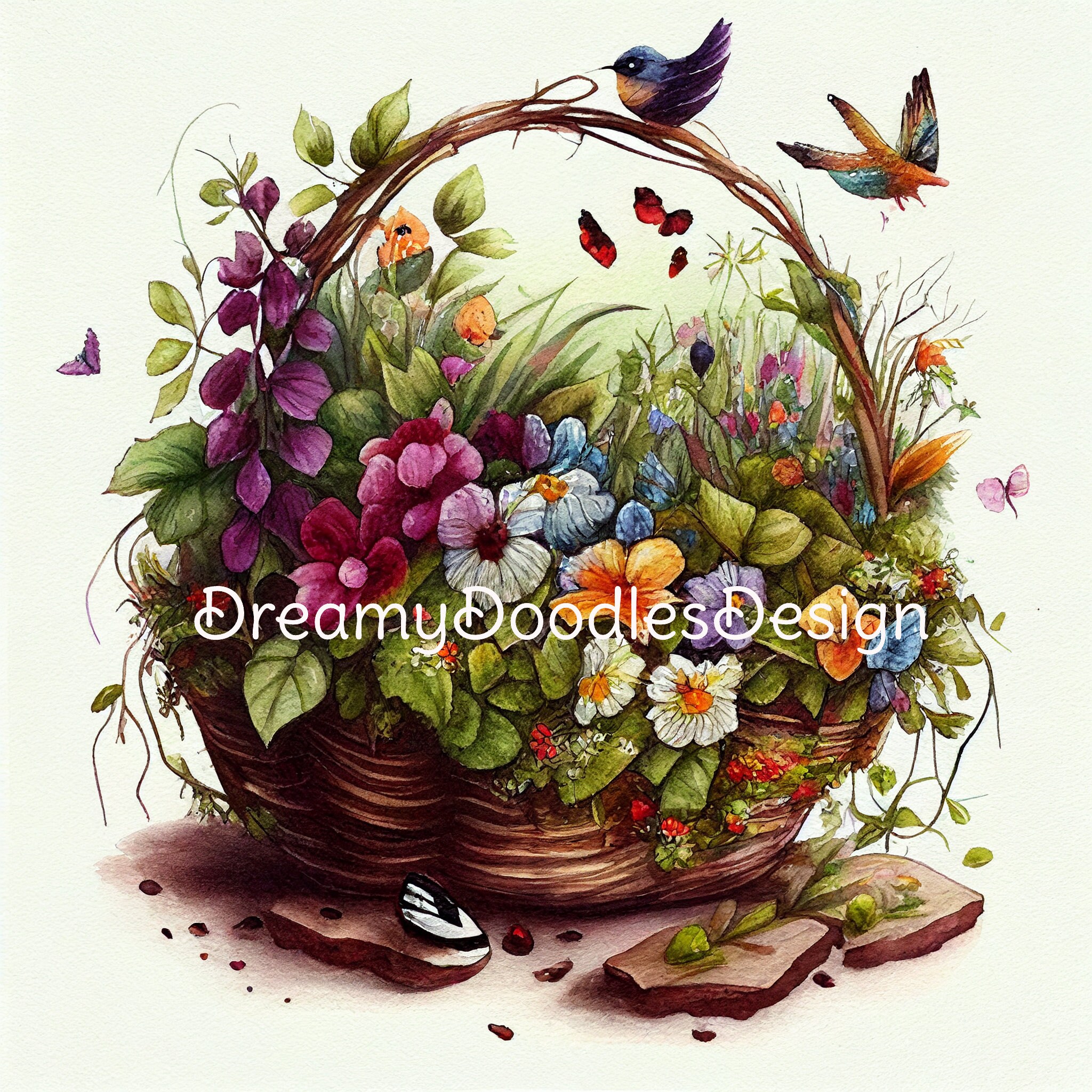 Spring Flowers in a Basket - Etsy