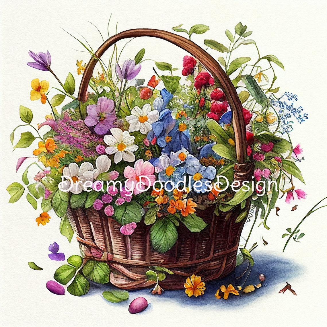 Spring Flowers in a Basket - Etsy