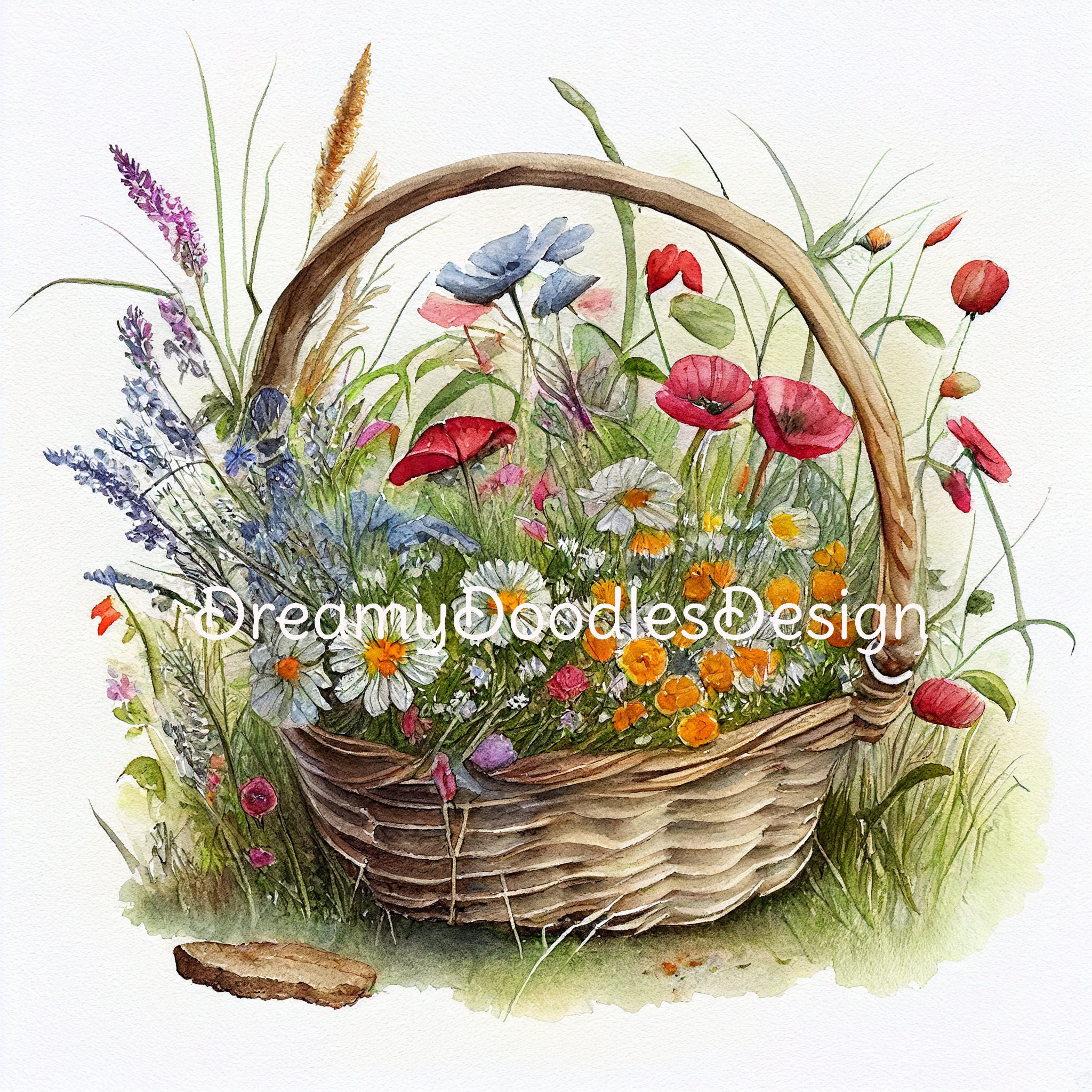 Spring Flowers in a Basket - Etsy