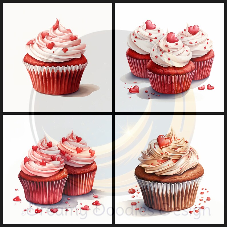 Valentines Cupcake Clipart - Etsy
