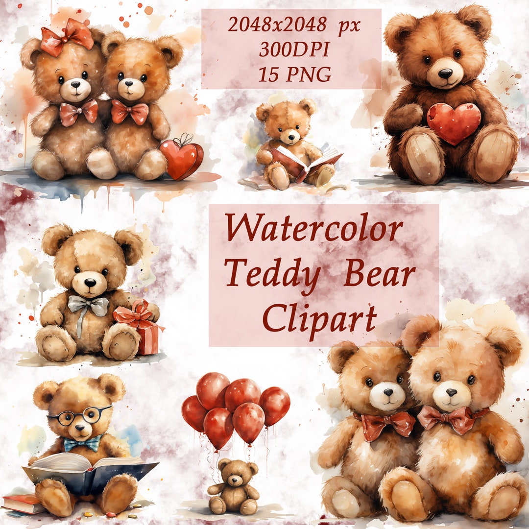 Cute Teddy Bear Clipart - Etsy