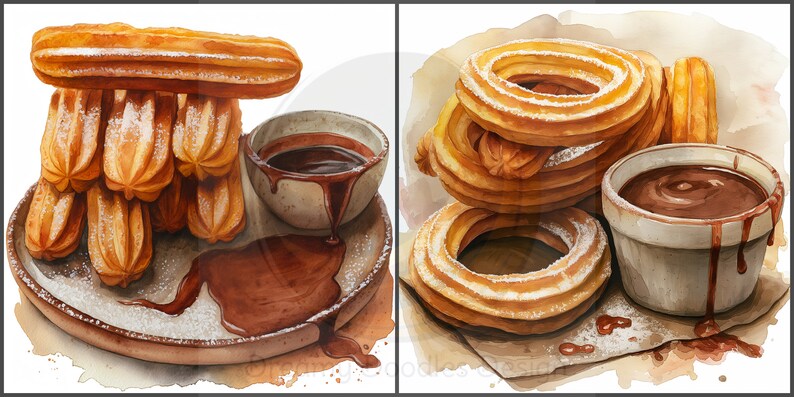 Watercolor Churros Clipart - Etsy