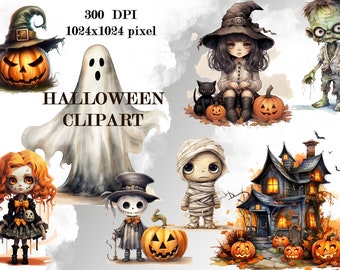 Watercolor Halloween Houses Clipart Pack | 8 Spooky Digital Download ...