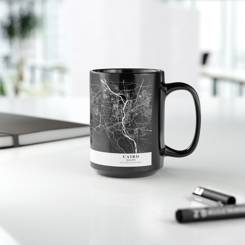 Cairo Egypt City Map Coffee Mug - 15oz Black Ceramic Travel Gift - Etsy