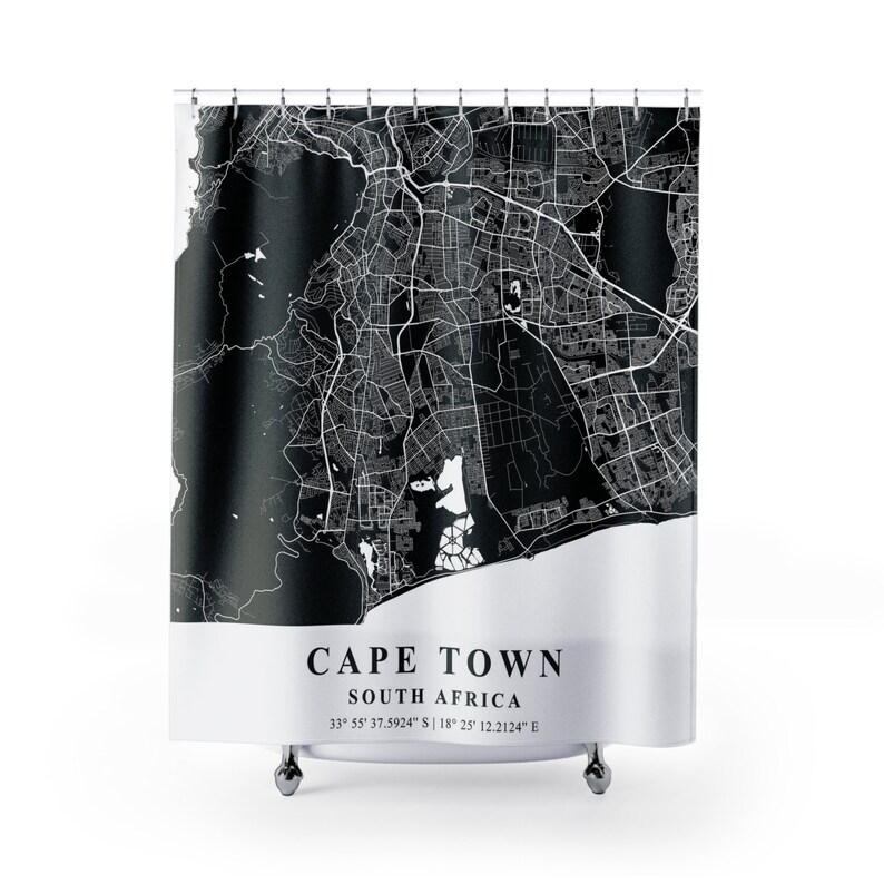 Cape Town South Africa City Map Shower Curtain - Etsy