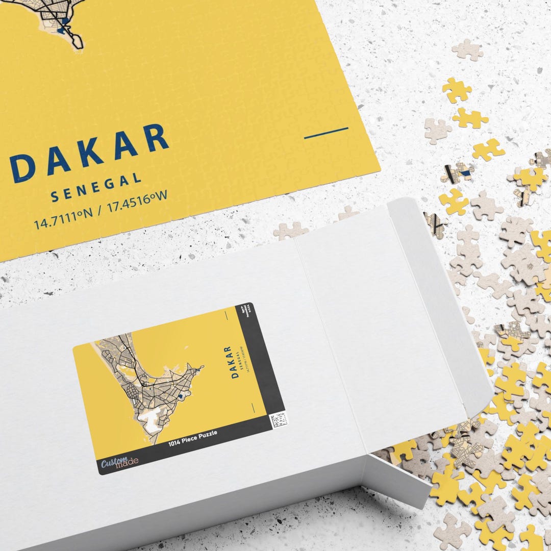 Dakar Senegal City Map Puzzle | Minimalist Aerial Topography Jigsaw - Etsy