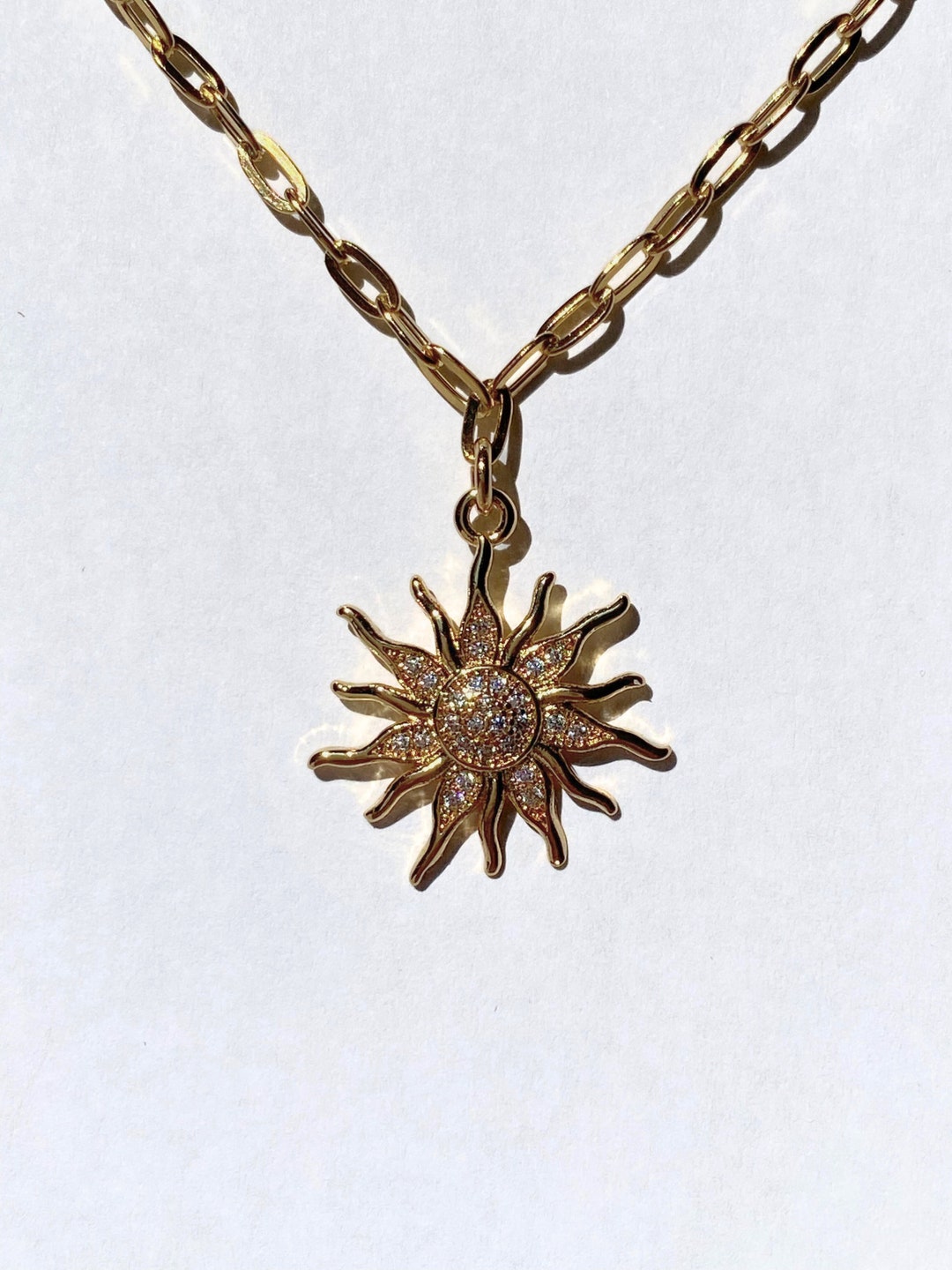 Helios Sun Necklace, Gold & Silver Charm, Celestial Jewelry, Tarnish ...