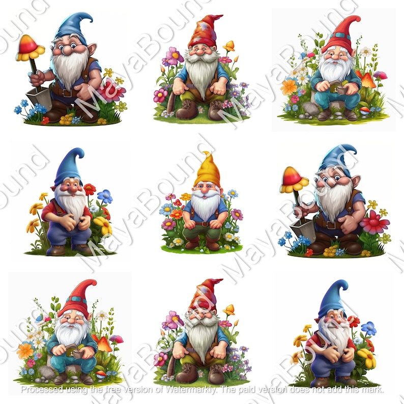 Gnome Clip Art Collection Instant Digital Download Set of 5 Charming ...