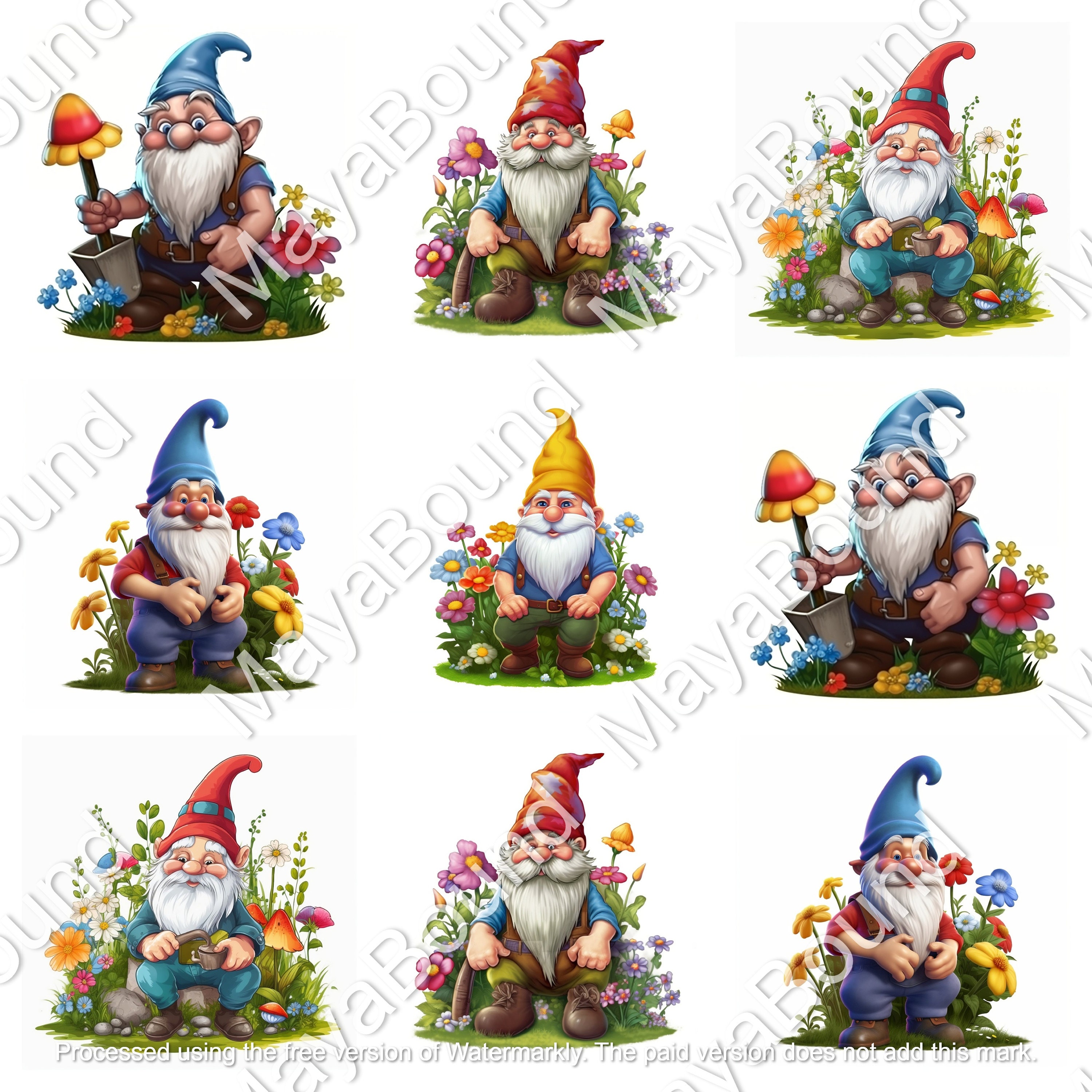 Gnome Clip Art Collection Instant Digital Download Set of 5 Charming ...