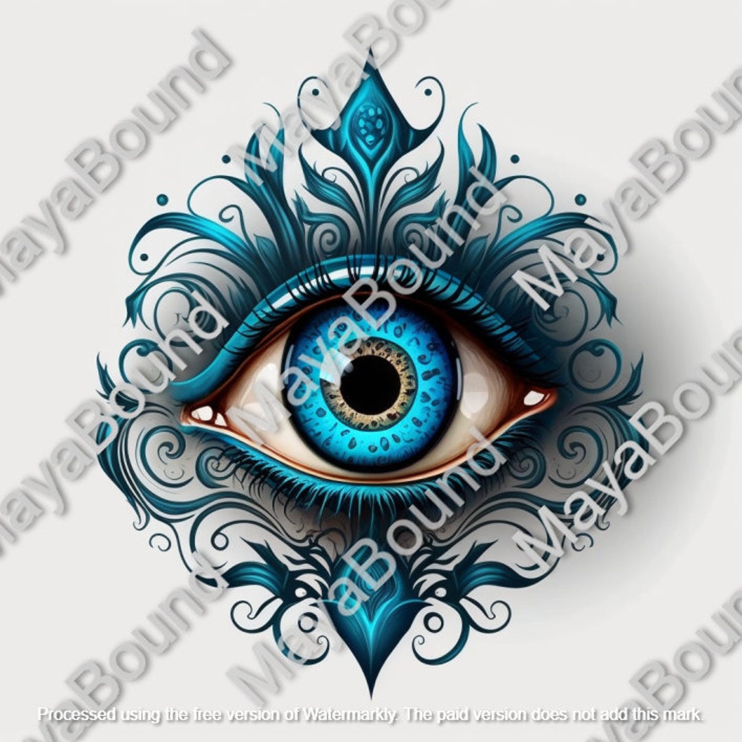 Digital Evil Eye Blue Symbol - SVG and PNG Files With White Background ...