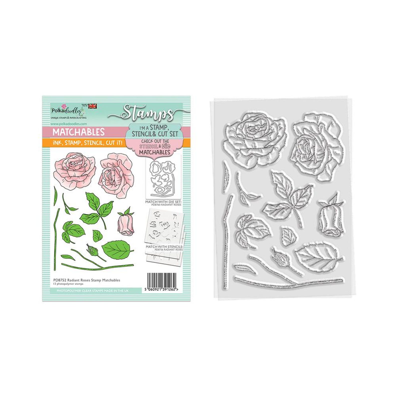 Radiant Roses Clear Stamps, Outline Cutting Dies and Layering Stencils ...