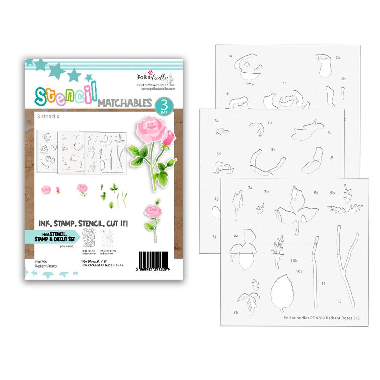 Radiant Roses Clear Stamps, Outline Cutting Dies and Layering Stencils ...