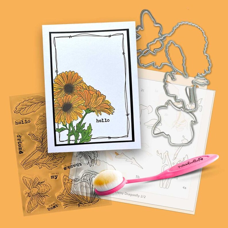 Daisy Dragonfly Card Making Craft Clear Stamps - Botanical Bliss - Etsy