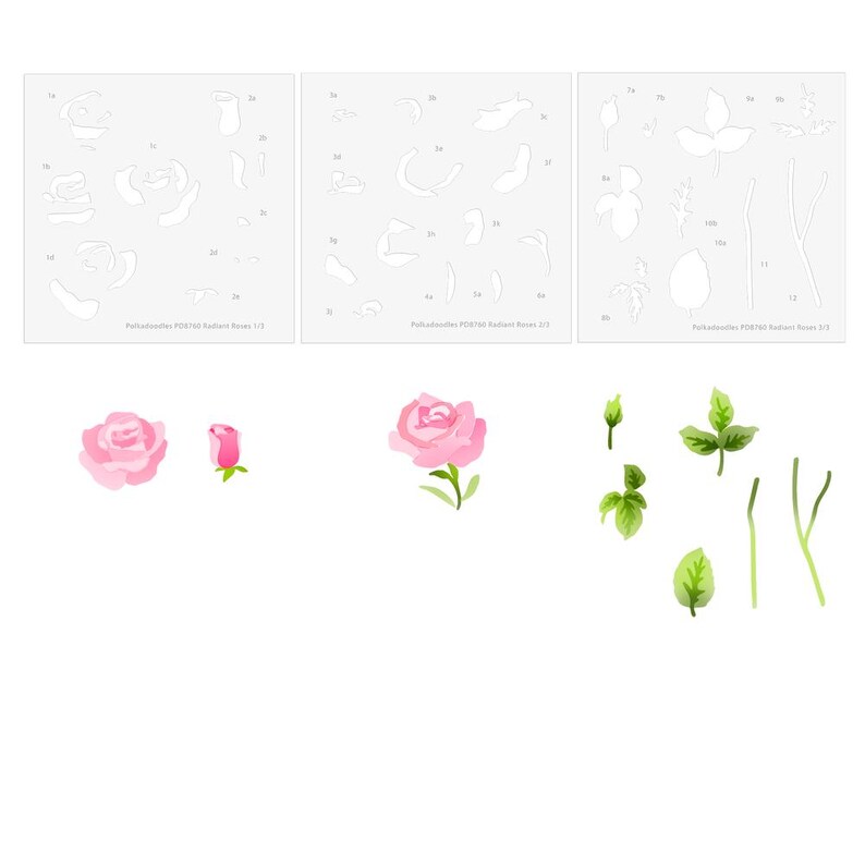 Radiant Roses Clear Stamps, Outline Cutting Dies and Layering Stencils ...