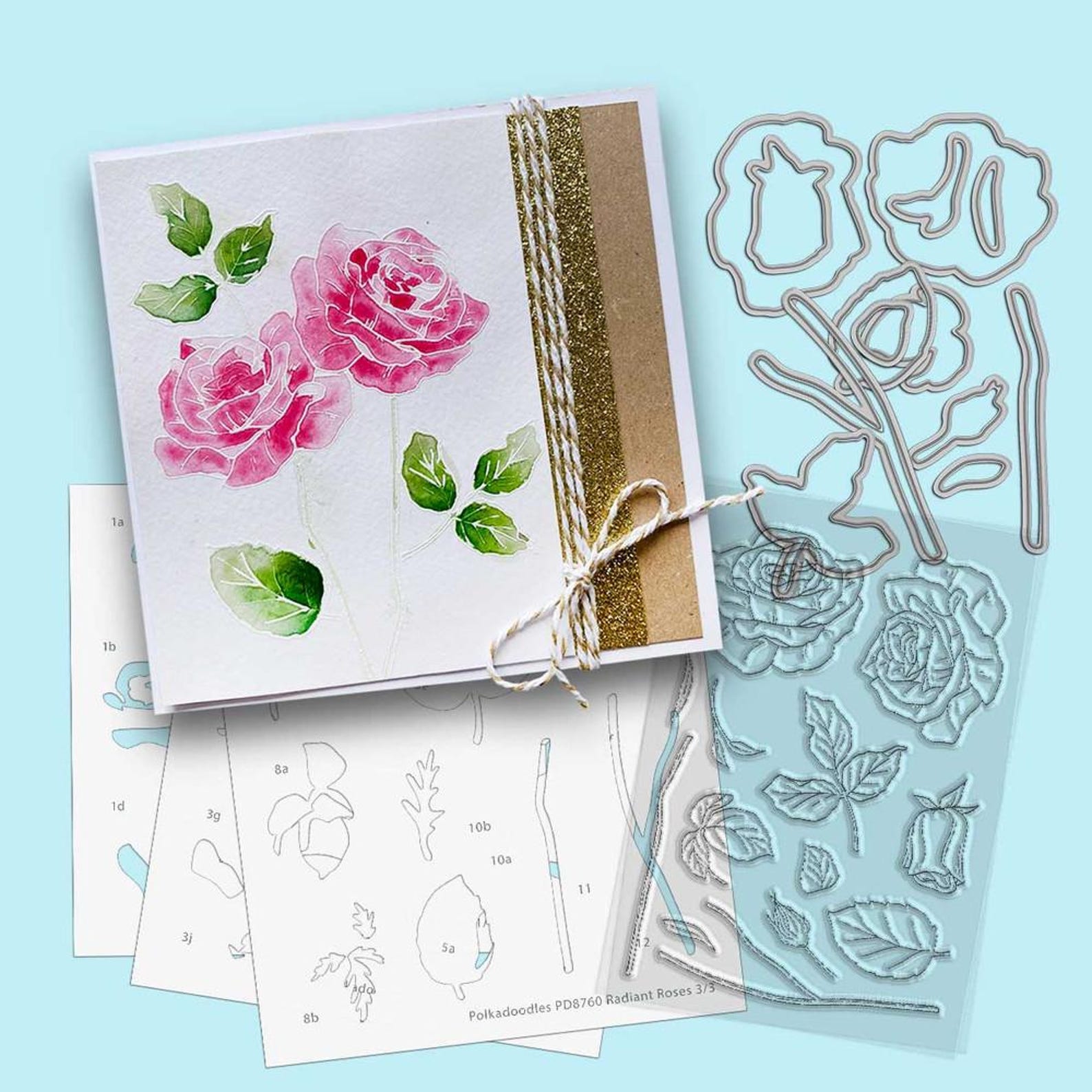 Radiant Roses Clear Stamps, Outline Cutting Dies and Layering Stencils ...