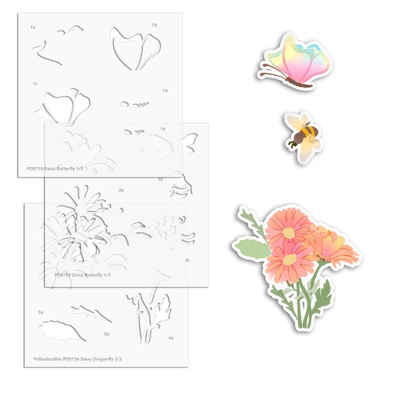Daisy Butterfly Wings Clear Stamps, Outline Cutting Dies and Layering ...