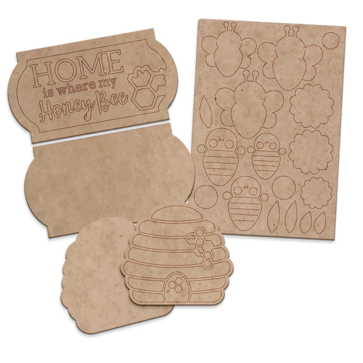 Home is Where My Honey Bee Craft Kit. Layered MDF Wood Craft Blanks ...