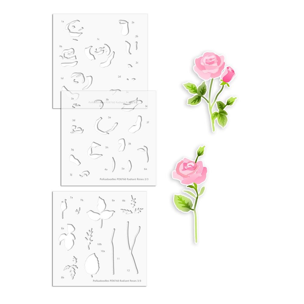 Radiant Roses Clear Stamps, Outline Cutting Dies and Layering Stencils ...