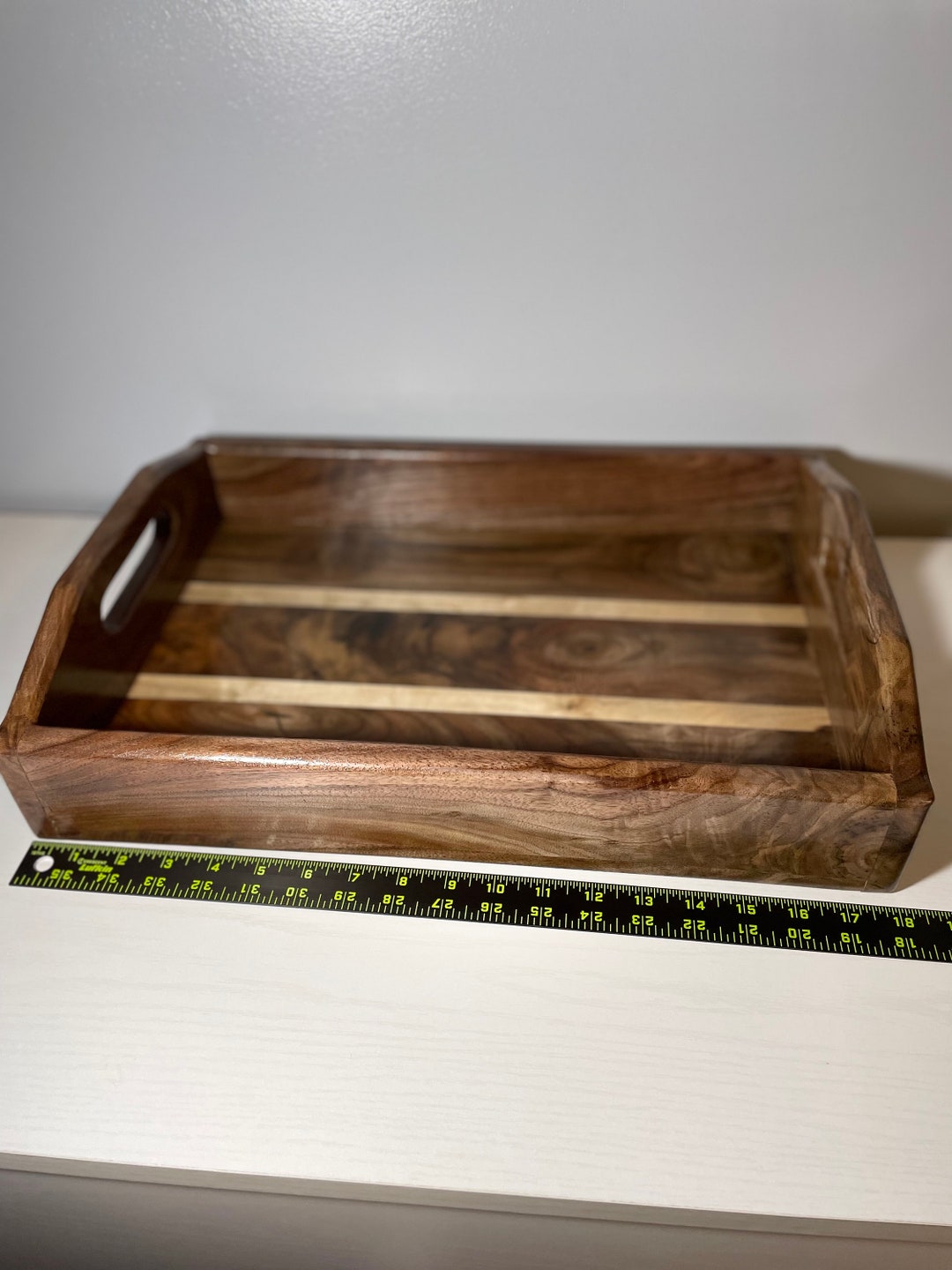 Walnut With Maple Stripe Serving Tray - Etsy