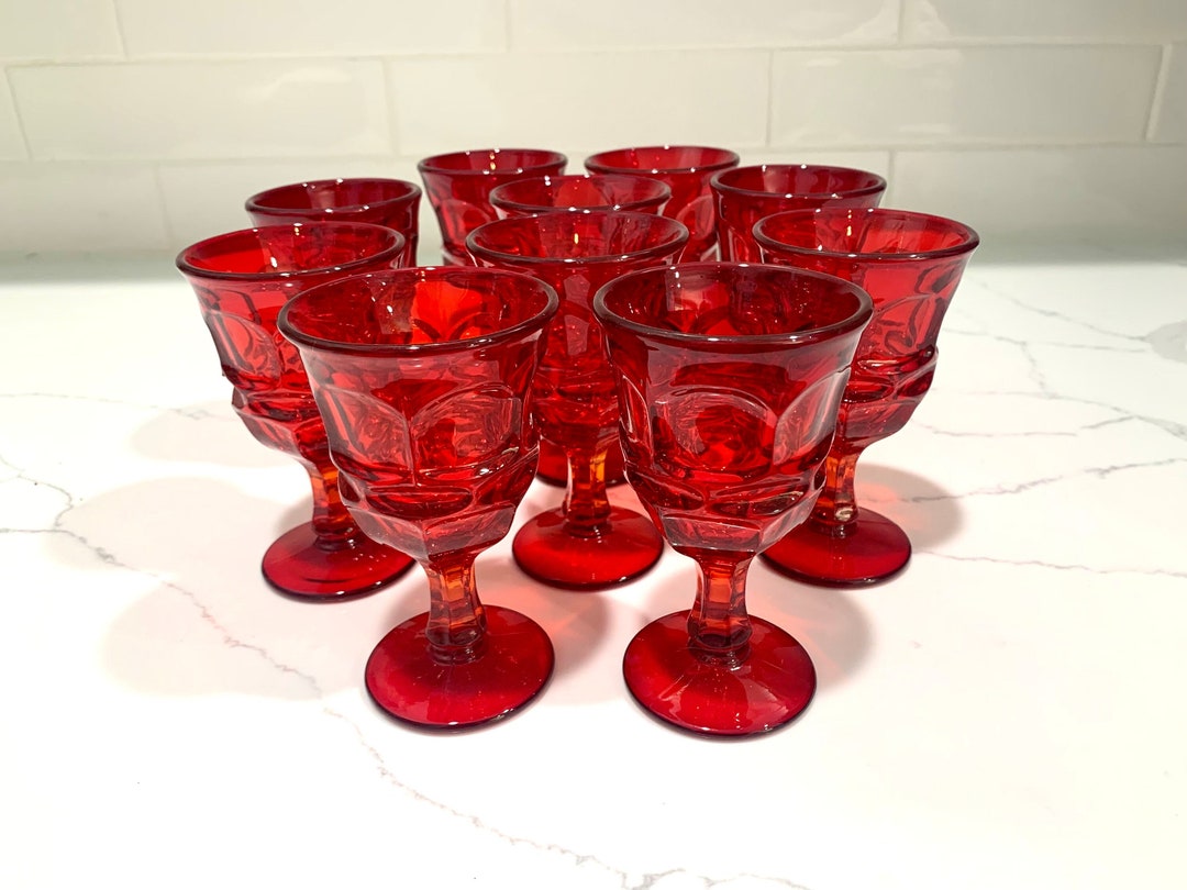 RUBY 10 Ruby Red Fostoria Argus Small Stemware Glasses 5 - Etsy