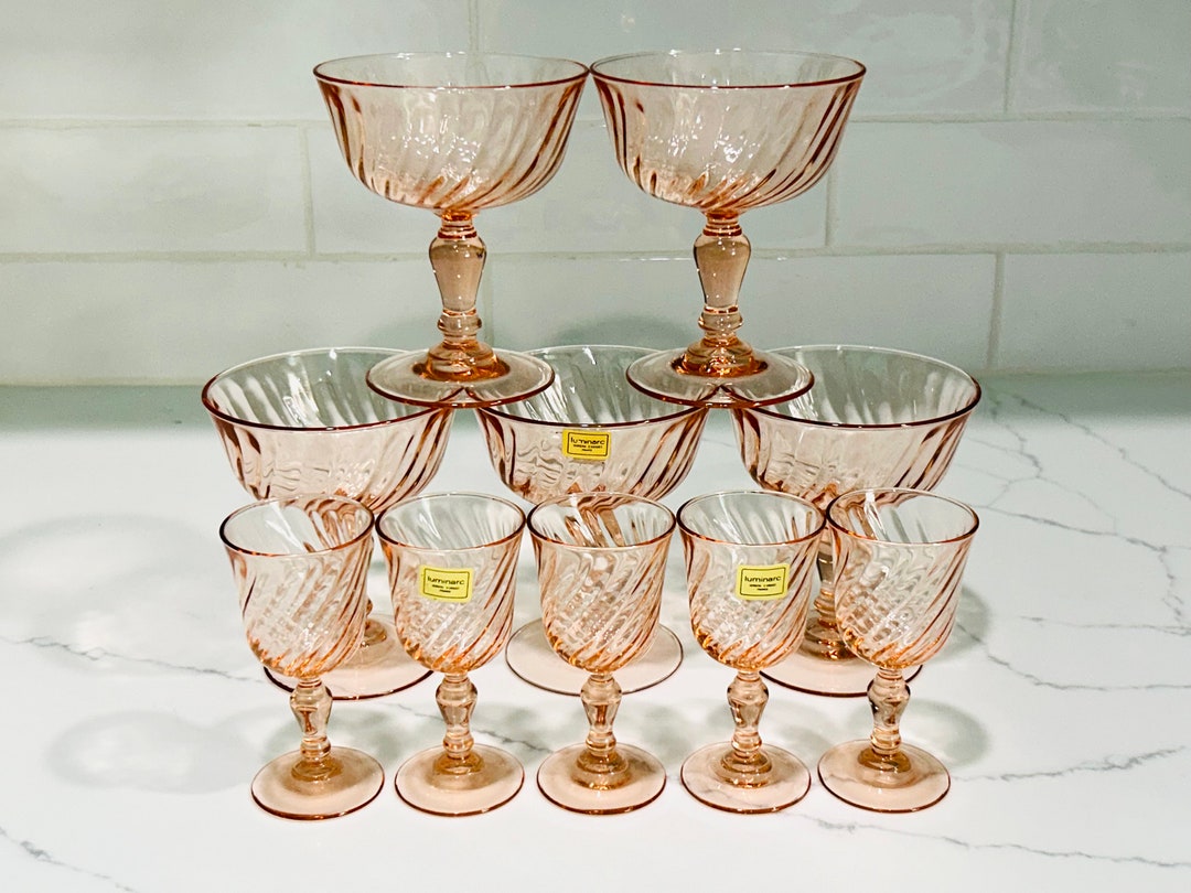PINK 10 Vintage Arcoroc France Luminarc Rosaline Pink Glasses - Etsy
