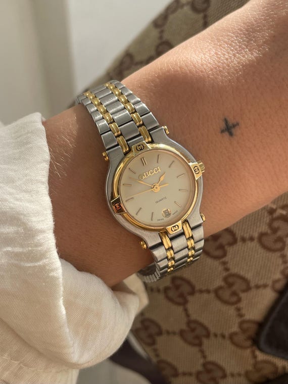 Rare Stunning Vintage 1990s Gucci 9000L Silver Steel … - Gem