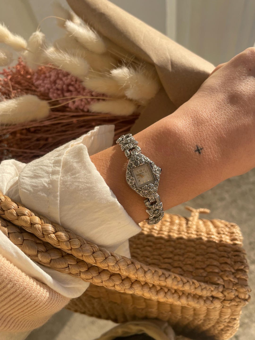 Stunning Rare Vintage 1950s Mid Century Marcasite Gem Encrusted Floral ...