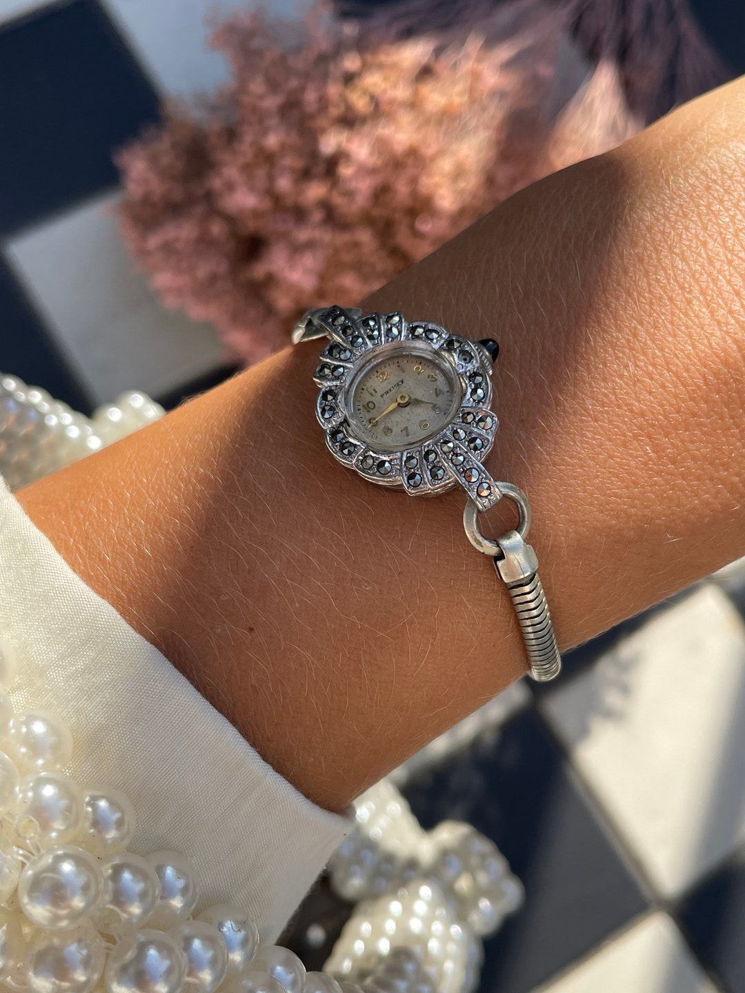 Rare Beautiful Vintage 1940s/50s Silver Plated Mechanical Wind up ...