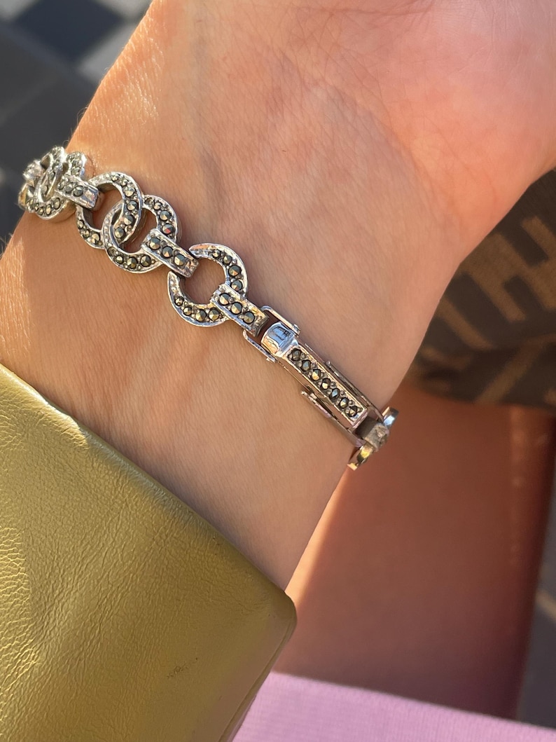 Vintage Rotary Marcasite Cocktail Watch, 1970s Gem Encrusted Bracelet ...