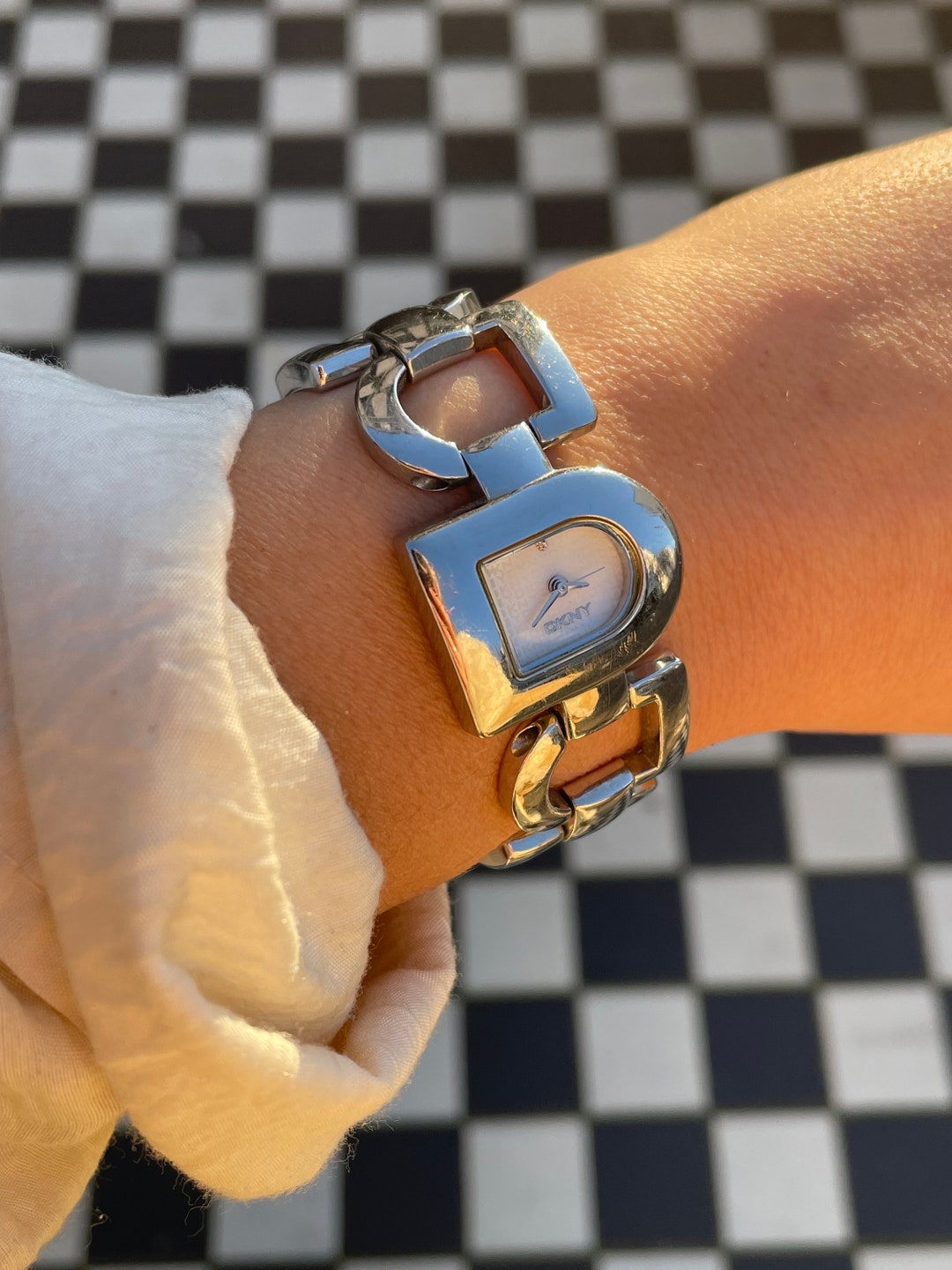 Iconic Vintage 90s Y2K Silver Chrome Steel D-link Chain Strap With ...