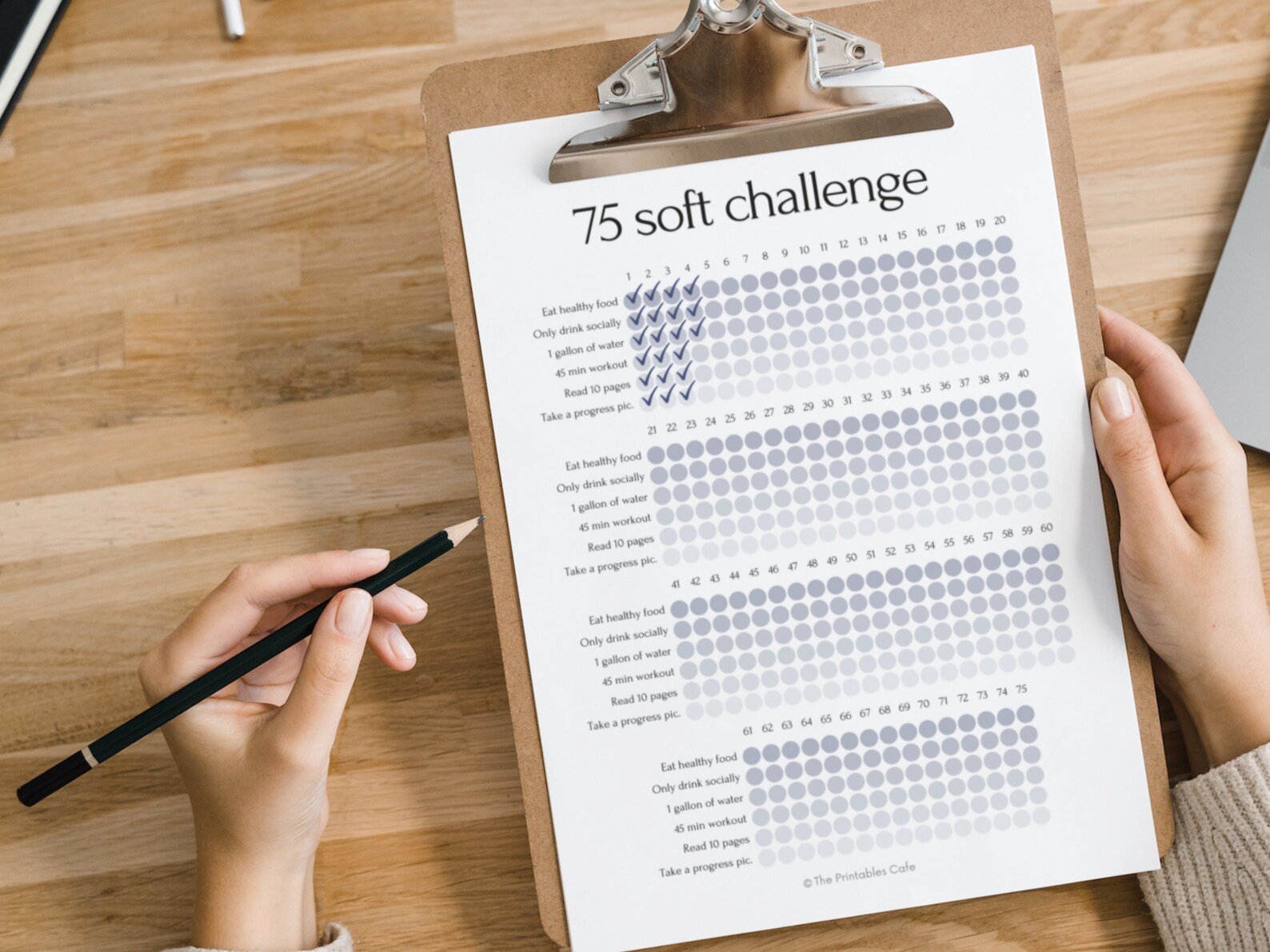 75 Soft Challenge Tracker Printable, Digital PDF With One Page and ...