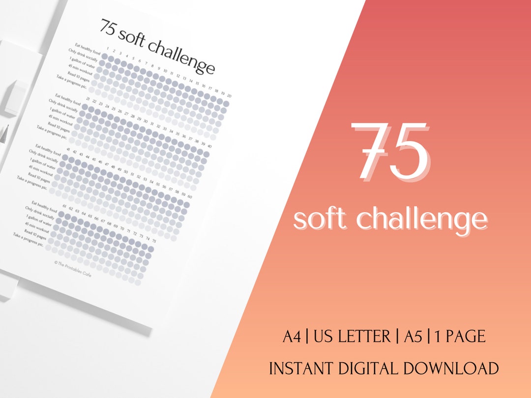 75 Soft Challenge Tracker Printable, Digital PDF With One Page and ...