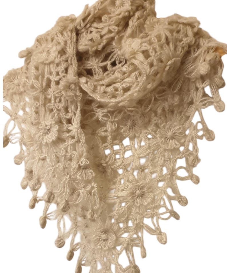Alpaca Shawl Wrap, Romantic Crocheted Shawlette, Handrocheted Wool ...