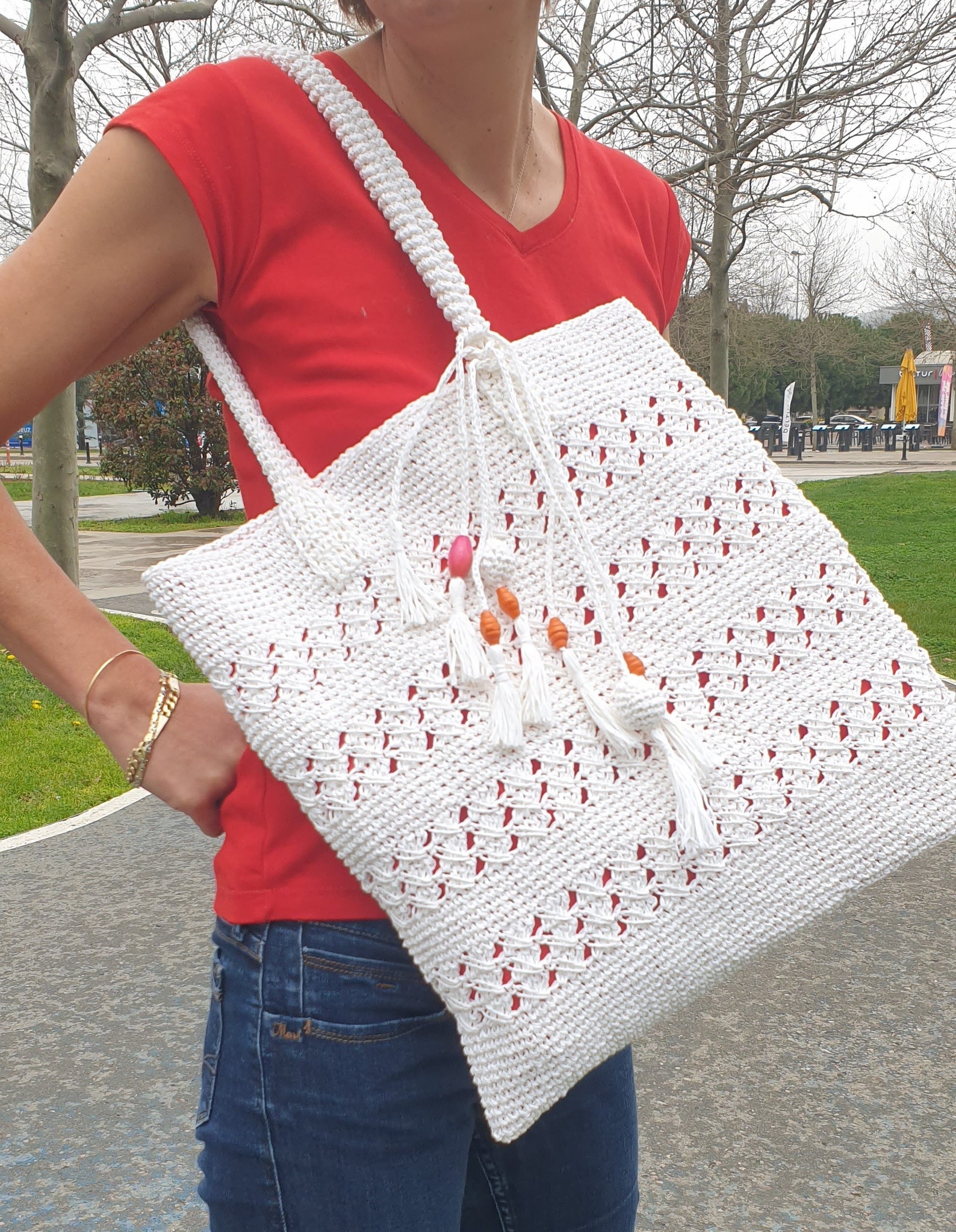 Paper Yarn Shoulder Bag, Crochet Shoulder Bag, Raffia Bag, Knitted Bag ...