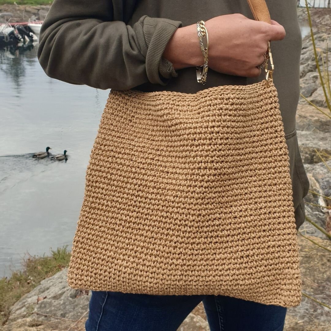 Paper Yarn Bag, Straw Crossbody Bag, Handmade Bag With Adjustable Strap ...