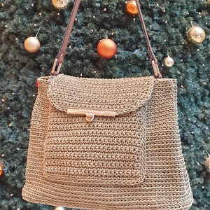 Crochet Leather Shoulder Bag, Crochet Vegan Leather Shoulder Bag ...