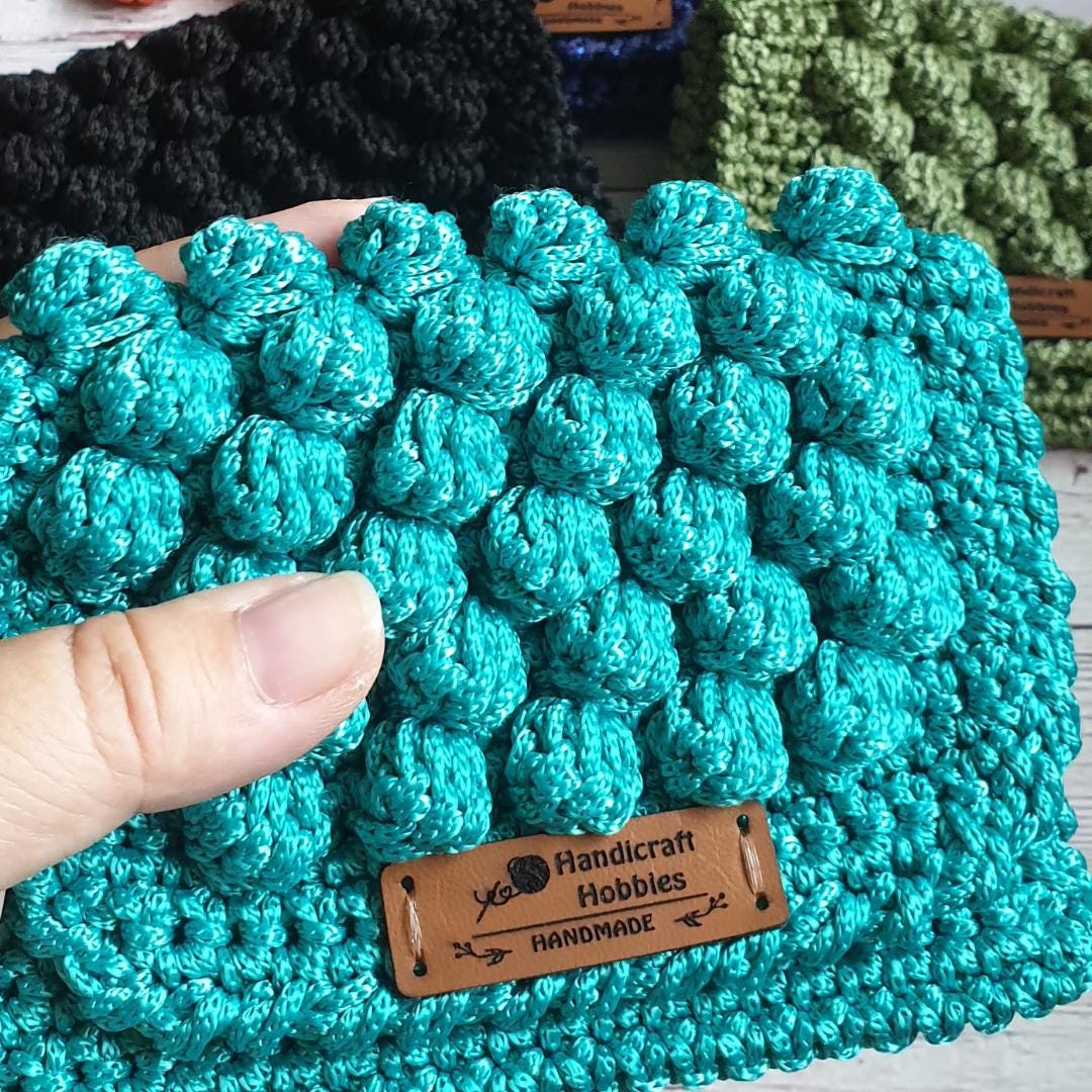 Handmade Crochet Popcorn Stitch Mini Wallet, Polyester Yarn - Etsy