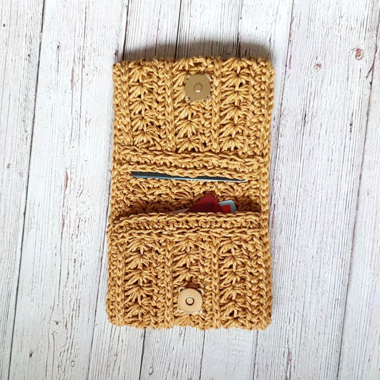 Handmade Crochet Purse, Mini Crochet Wallet, Crochet Mini Wallet, Paper ...