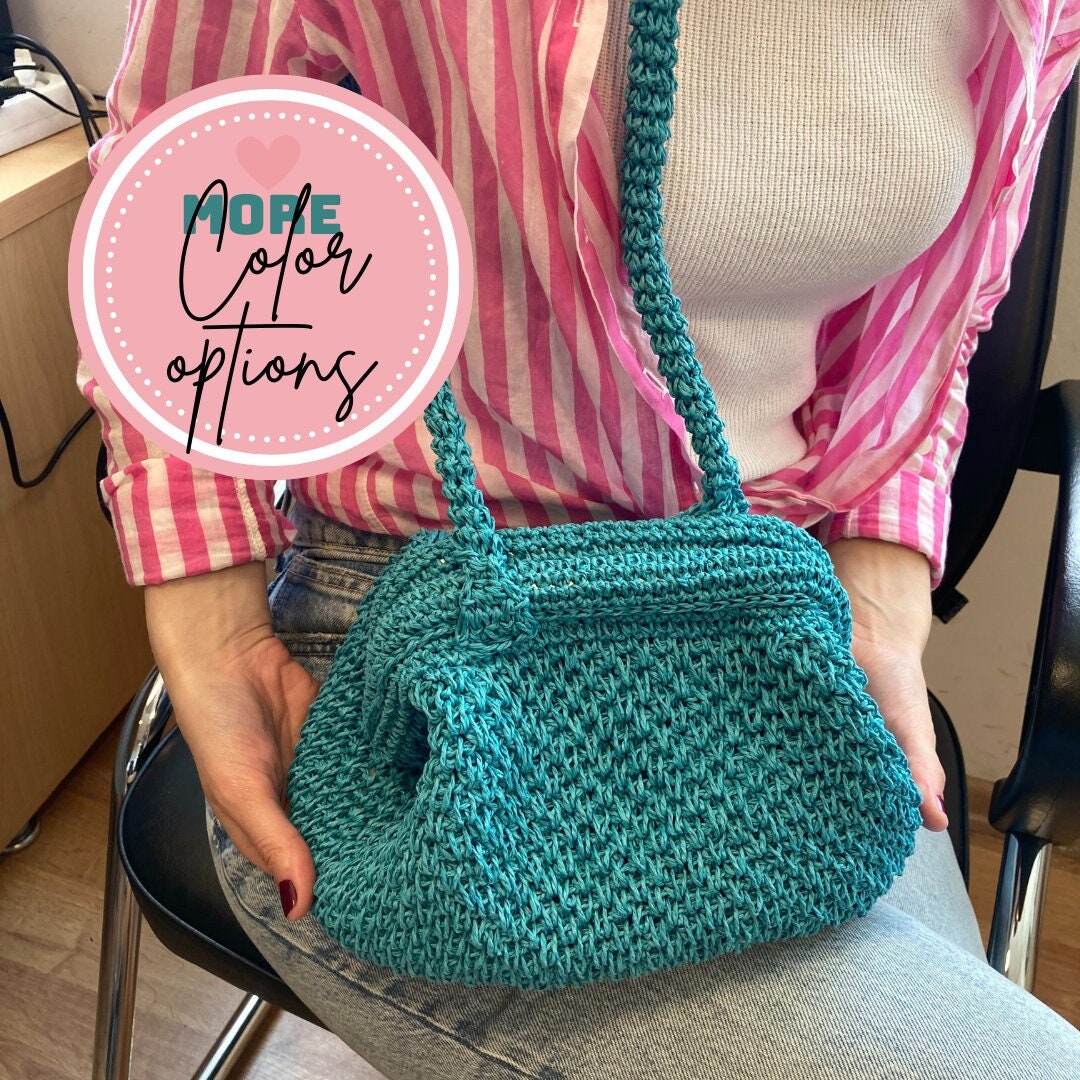 Hand Crocheted Shoulder Bag, Crochet Paper Yarn Shoulder Bag, Shoulder ...